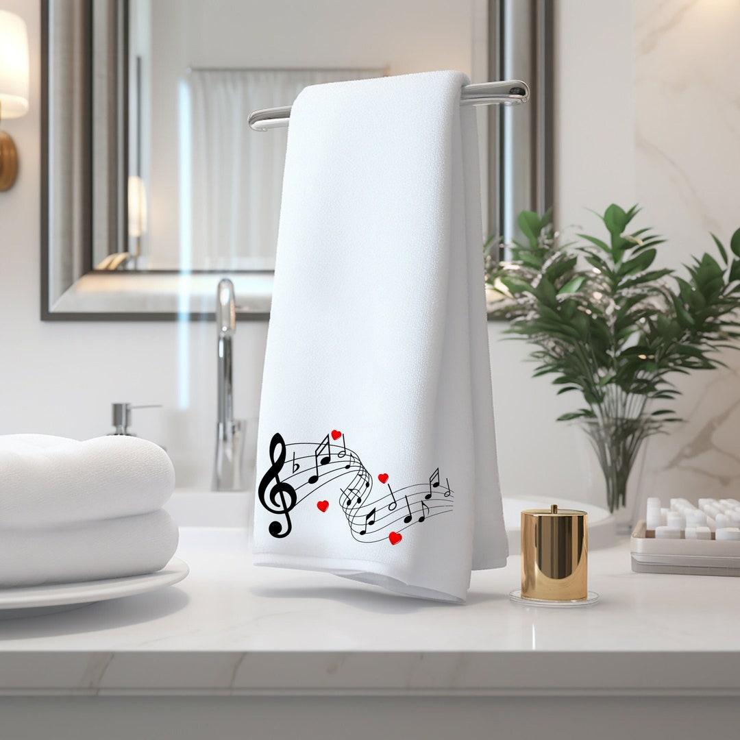 Music Towels to Mix and Match, Bath Hand Fingertip Towels, Music Lover ...