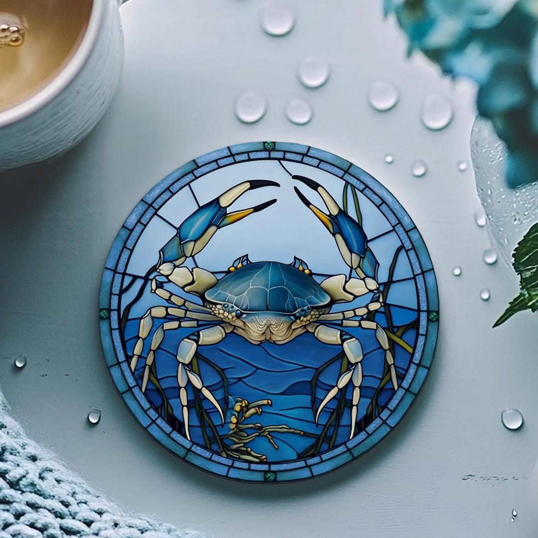 Blue Crab Ceramic Coaster: Marine Life Decor - Etsy