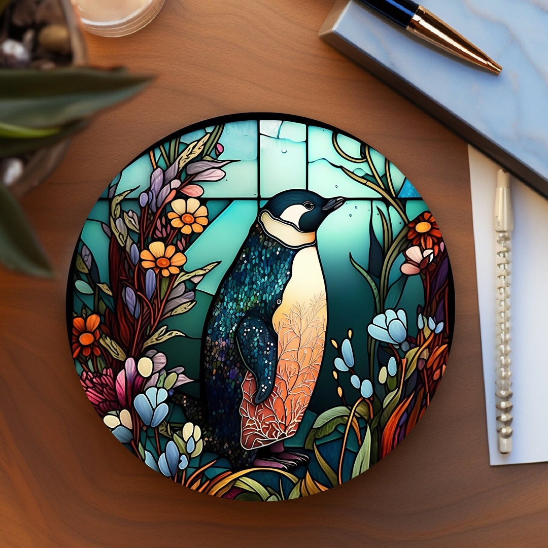 Penguin Coaster, Stained Glass Motif, Nature Lover Gift, Ceramic ...