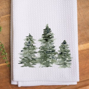 Evergreen Tree Hand Towel, Nature Inspired Decor, Kitchen Hand Towel ...
