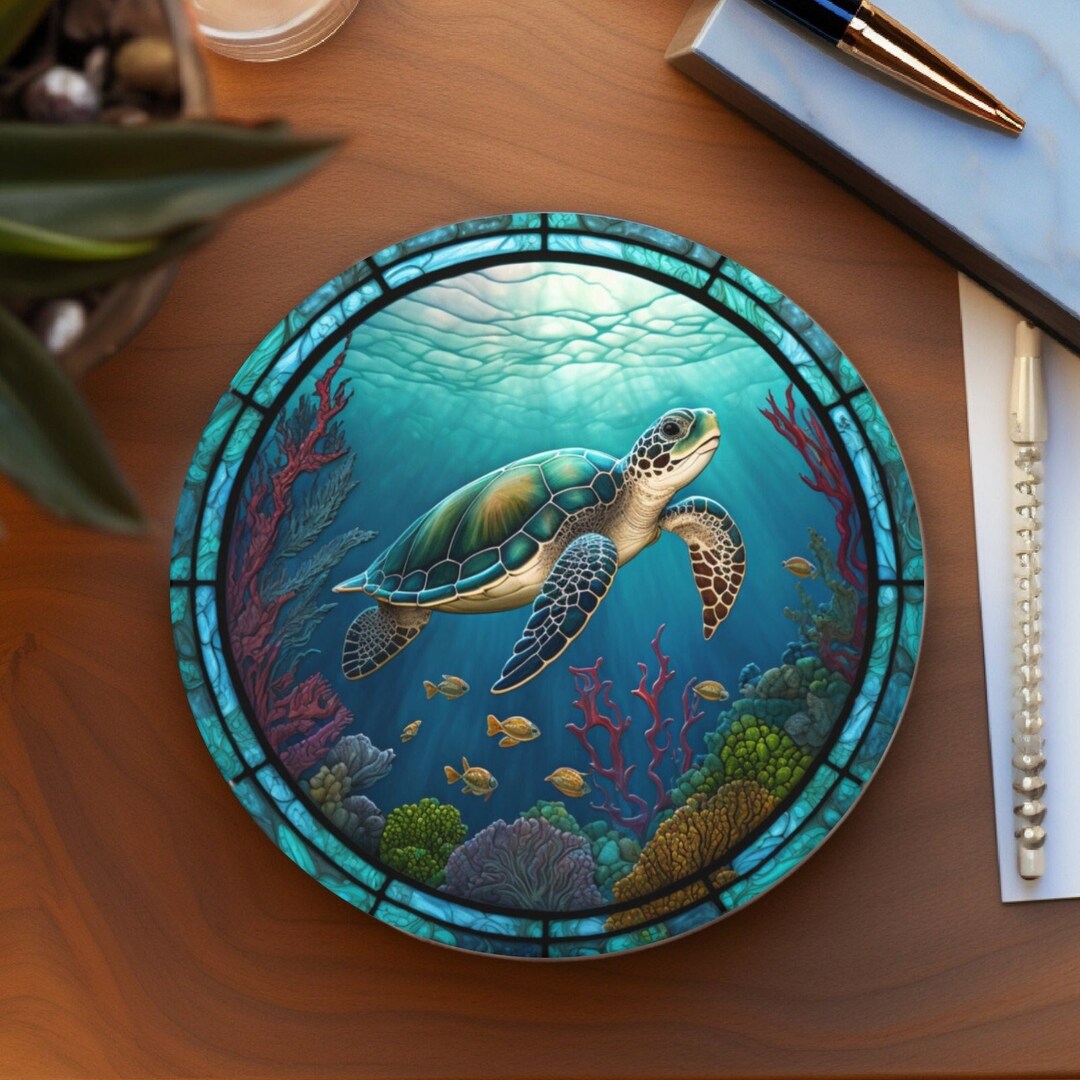 Sea Turtle Coaster, Marine Life Lover Gift, Nature Inspired Home Decor ...