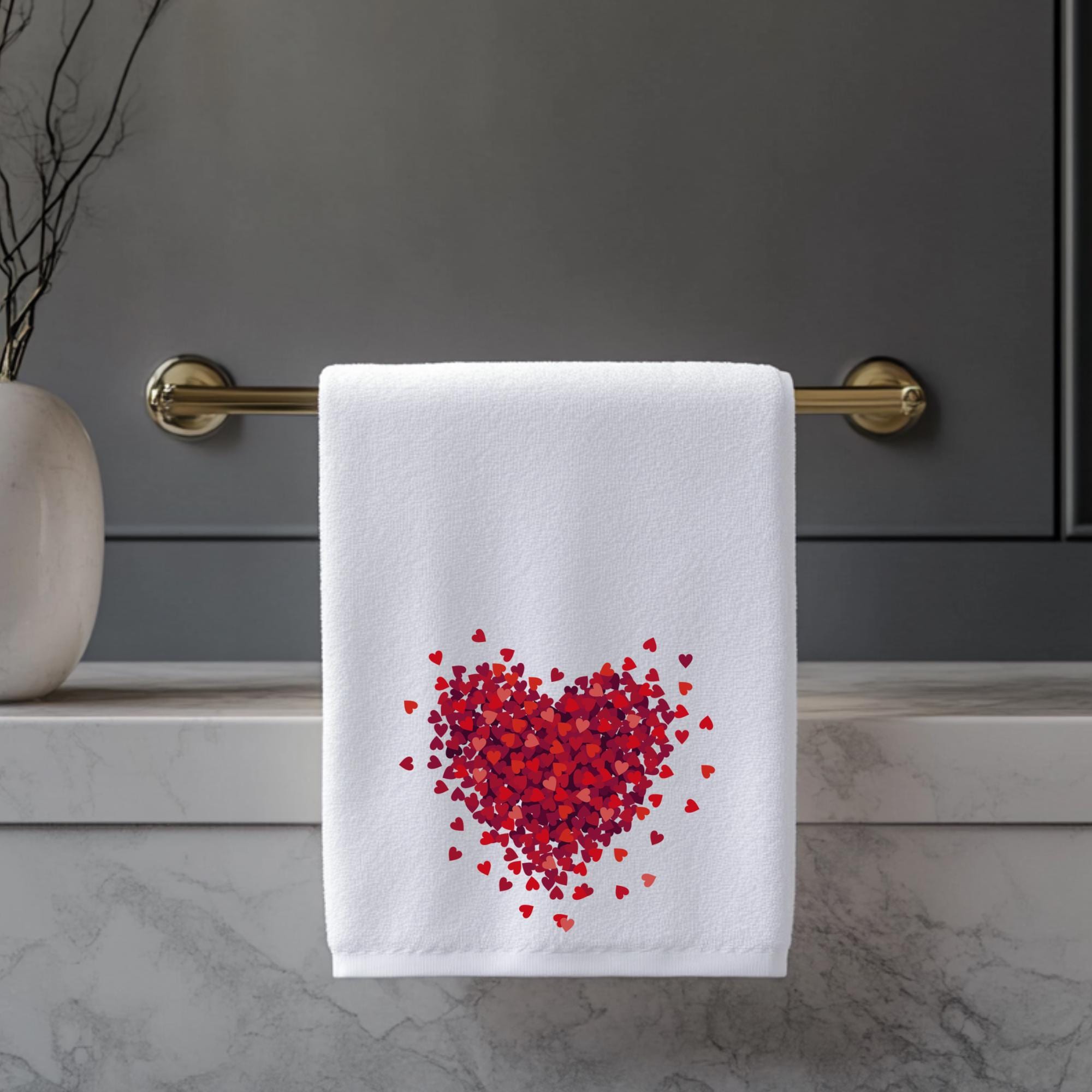 Heart Fingertip Towel: Valentine’s Day Decor, Luxury Guest Towel - Etsy