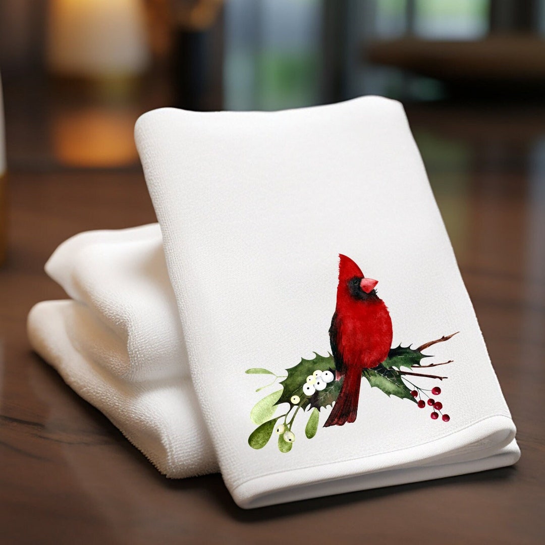 Cardinal Finger Towel, Bird Towel, Bird Bath Decor, Nature Bathroom ...