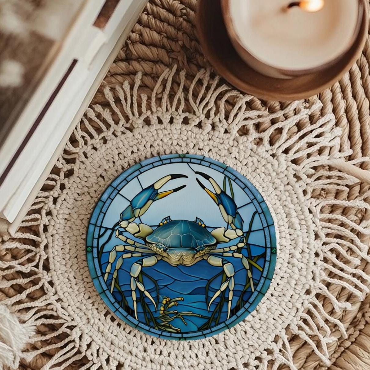 Blue Crab Ceramic Coaster: Marine Life Decor - Etsy