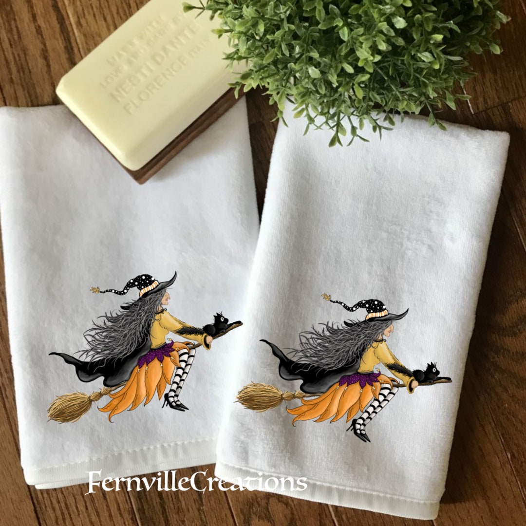 Set of Two Halloween Fingertip Towel Pair Halloween Home - Etsy