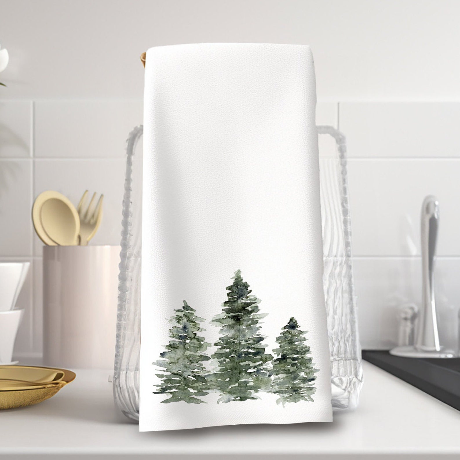 Evergreen Tree Hand Towel: Elegant Nature Home Decor - Etsy