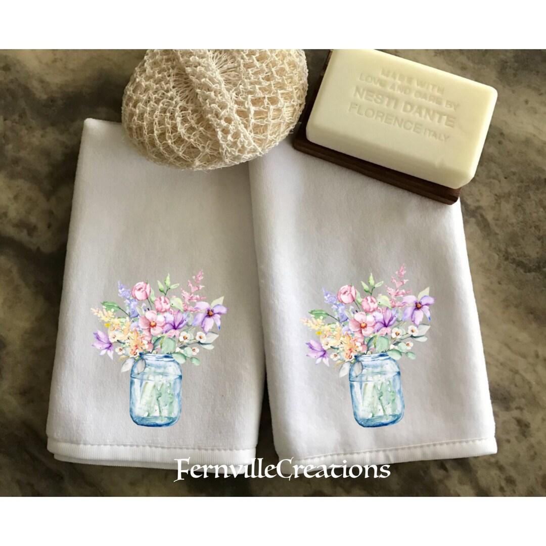Set of Two Spring Bouquet Tip Towels Luxury Guest Towels - Etsy