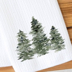 Evergreen Tree Hand Towel, Nature Inspired Decor, Kitchen Hand Towel ...