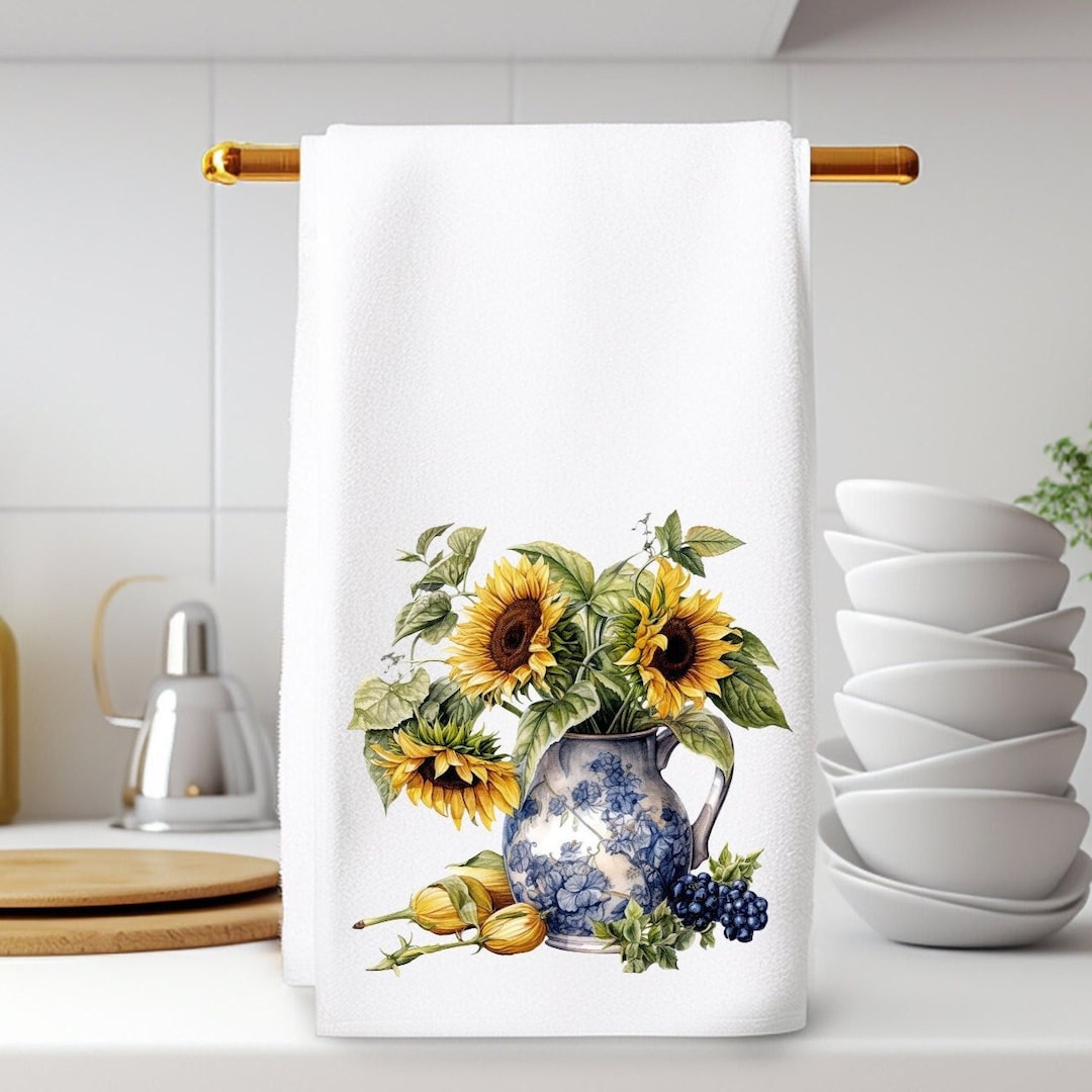 Sunflower Bouquet Hand Towel, Floral Bath Decor, Bathroom Hand Towel ...