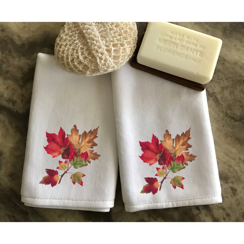 Set of Two Autumn Leaves Finger Towels Fall Home Decor - Etsy