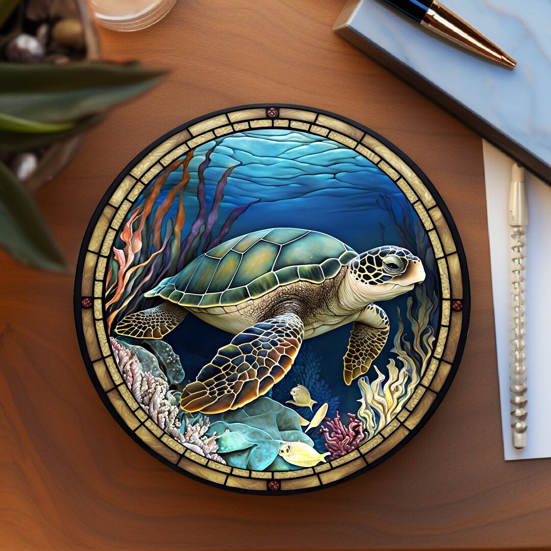 Sea Turtle Coaster, Marine Life Lover Gift, Nature Inspired Home Decor ...