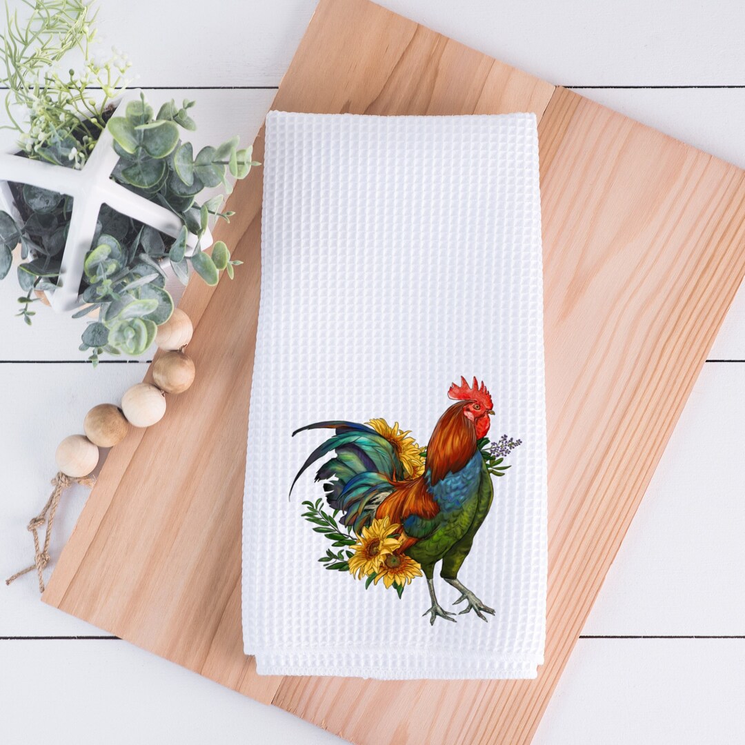 Rooster Tea Towel Farmhouse Kitchen Towel Rustic Kitchen - Etsy
