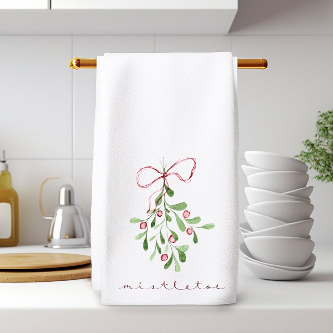 Mistletoe Hand Towel: Holiday Bath Decor, Soft Velour & Cotton - Etsy