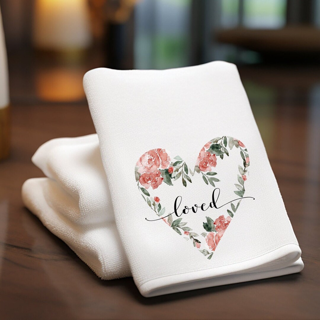 Heart Fingertip Towel, Powder Room Decor, "loved" Tip Towel, Luxury ...
