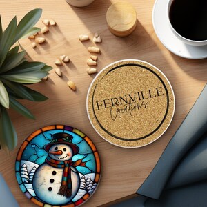 Holiday Coaster, Stained Glass Design, Snowman Coaster, Winter Home ...
