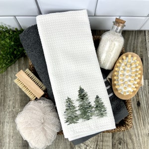 Evergreen Tree Hand Towel, Nature Inspired Decor, Kitchen Hand Towel ...