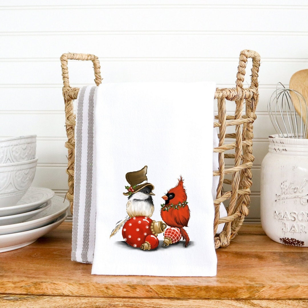 Holiday Hand Towel, Winter Home Decor, Seasonal Hand Towel, Winter Bird ...