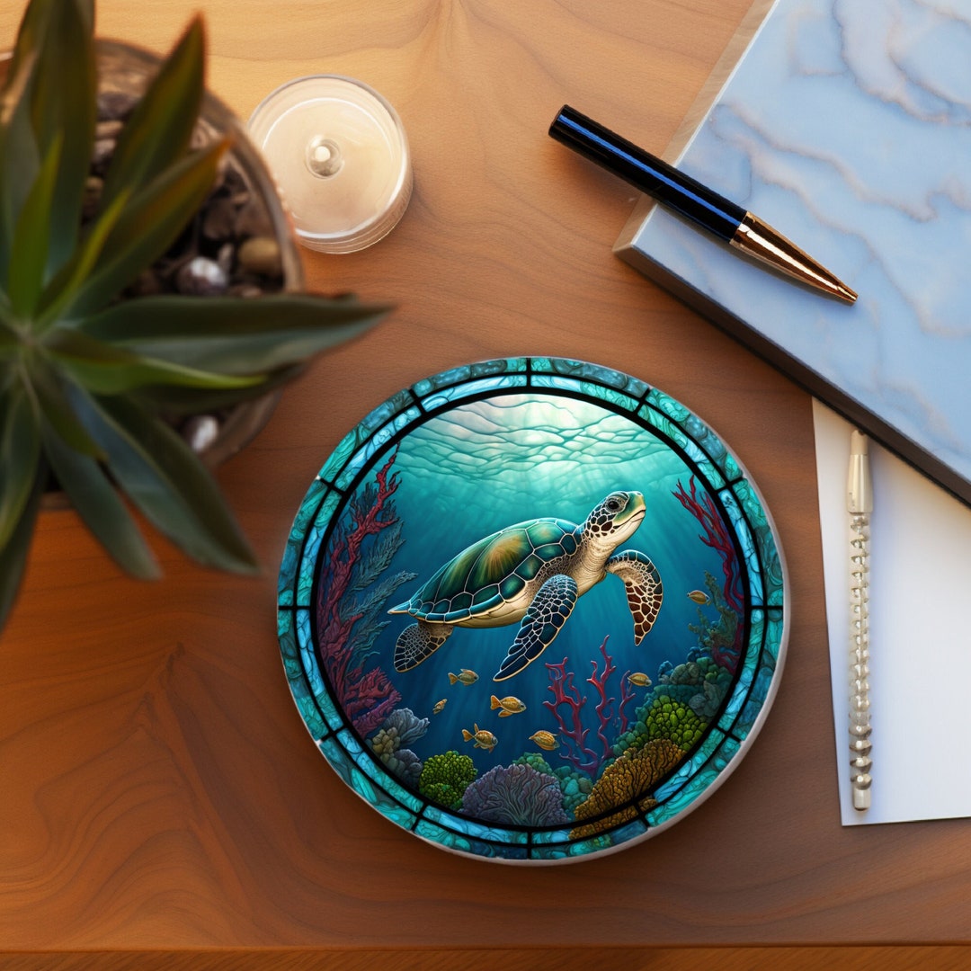 Sea Turtle Coaster, Marine Life Lover Gift, Nature Inspired Home Decor ...
