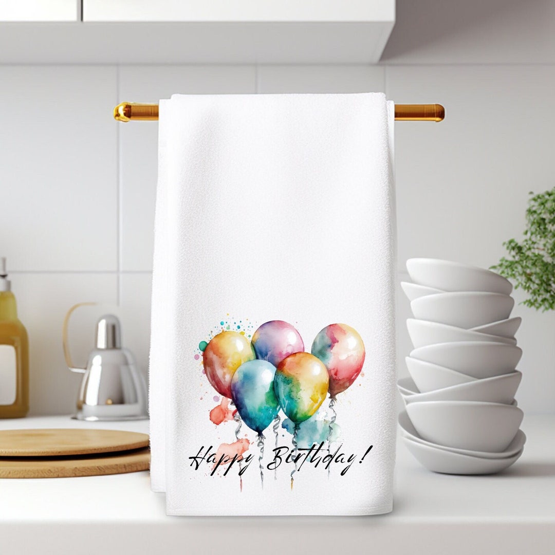Happy Birthday Hand Towel, Celebration Decor, Birthday Kitchen Towel ...