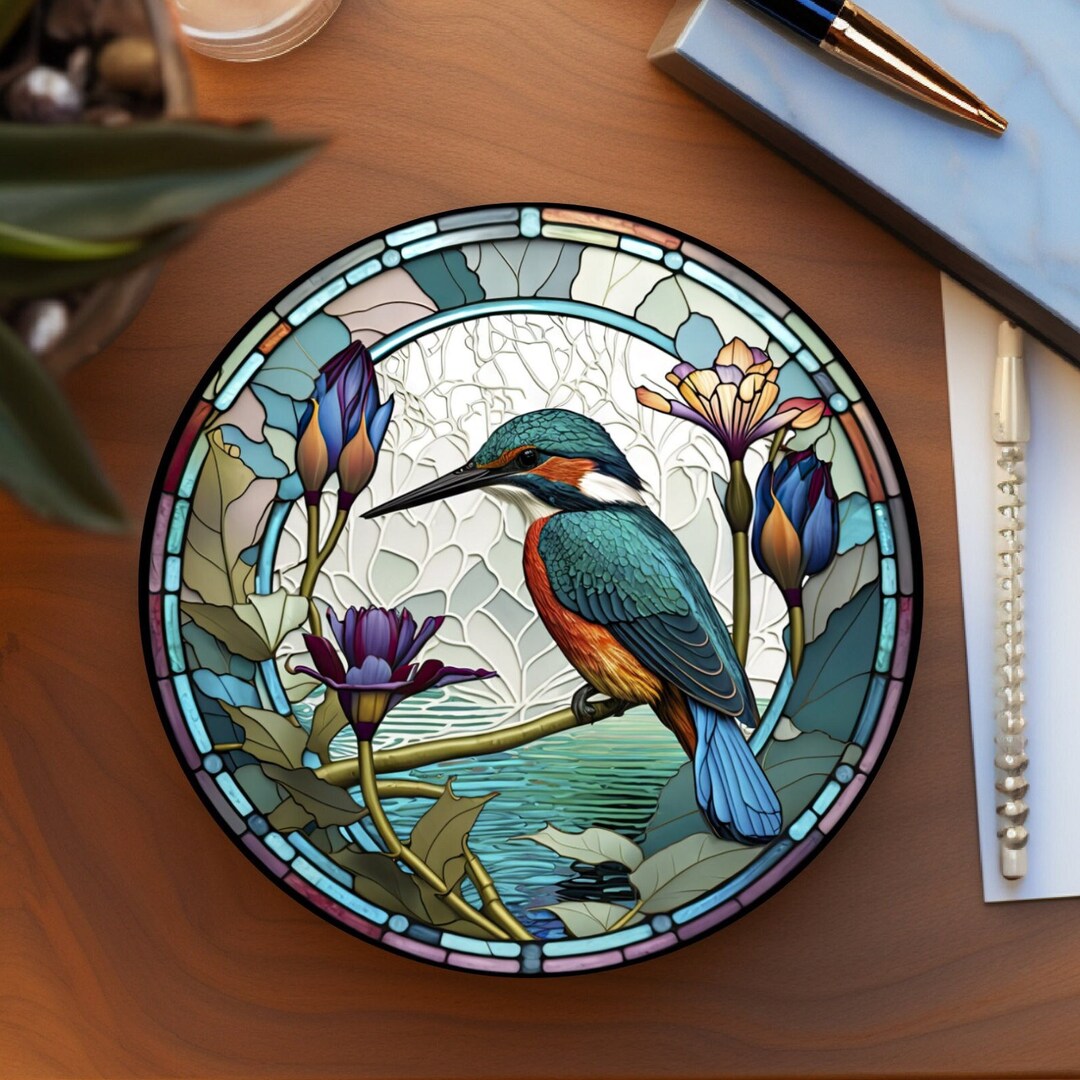 Bird Coaster, Faux Stained Glass Coaster, Bird Lover Gift, Nature Home ...