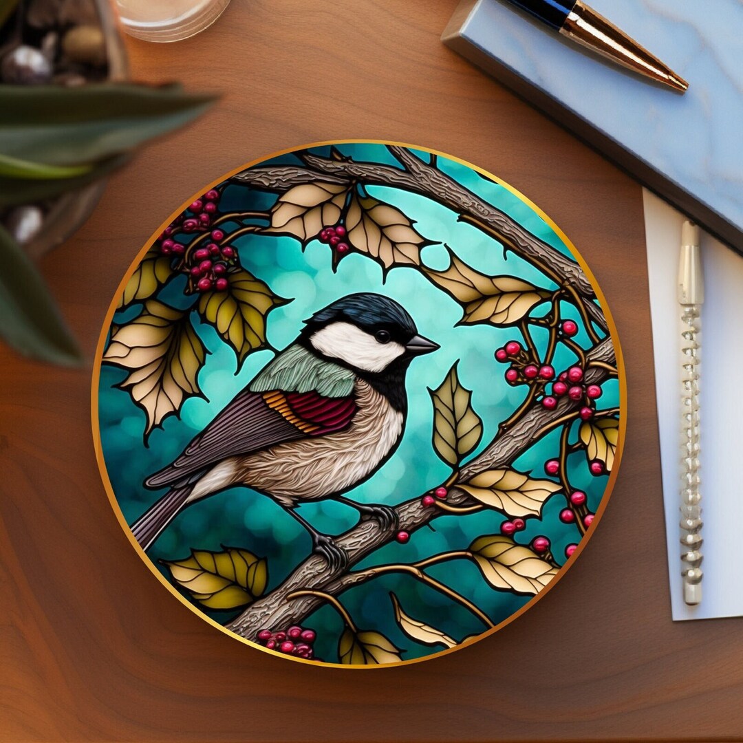 Nature Inspired Bird Coaster, Ceramic W Cork Back, Eco-friendly Home ...