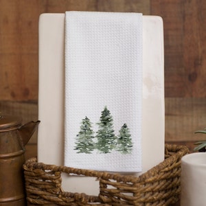Evergreen Tree Hand Towel, Nature Inspired Decor, Kitchen Hand Towel ...