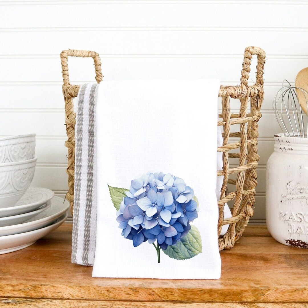 Blue Hydrangea Towel Blue Bath Decor Elegant Hand Towel - Etsy