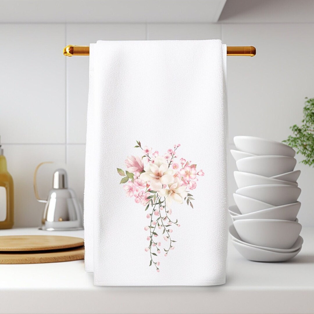 Cherry Blossom Hand Towel, Pink Floral Bath Towel, Spring Bath Decor ...