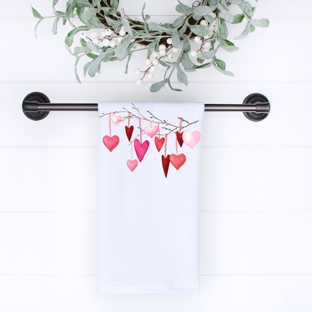 Pink Hearts Hand Towel Spring Bath Decor Valentine Gift - Etsy