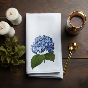 Blue Hydrangea Hand Towel, Decorative Bath Decor, Blue Floral Guest ...