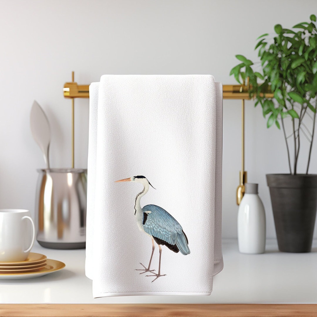 Blue Heron Hand Towel: Luxury Nautical Bath Decor - Etsy