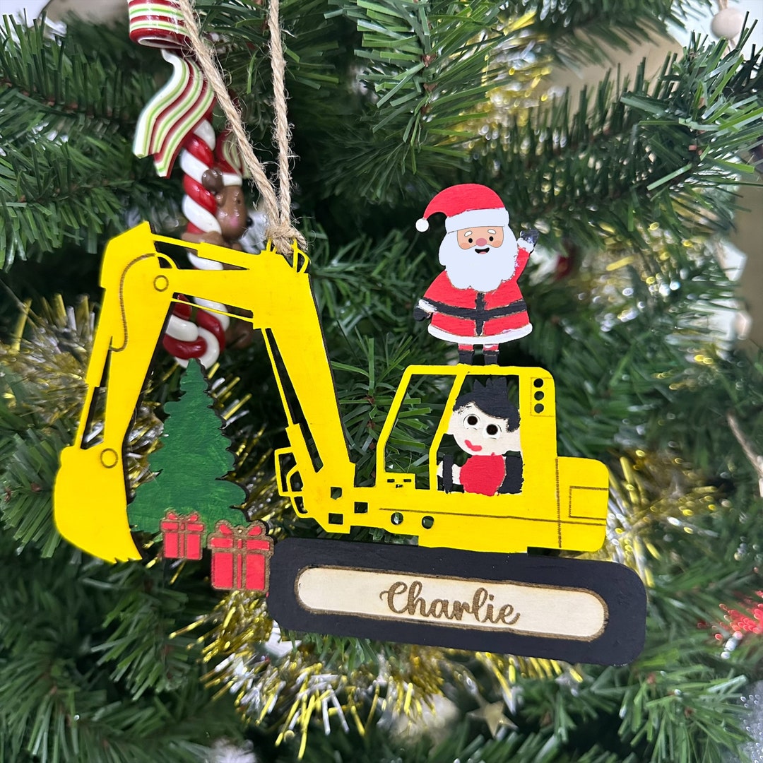 Christmas Excavator Construction Ornament SVG Cut File, Excavator ...