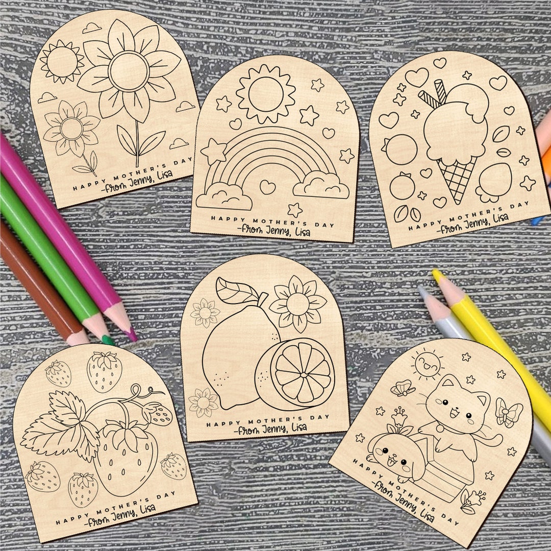 Mother's Day DIY Coloring Cards SVG Bundle, Mother's Day Svg Laser Cut ...