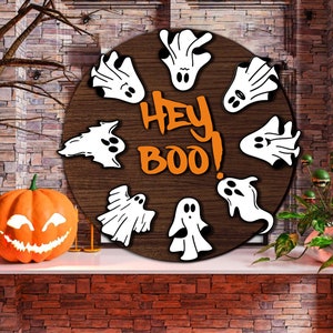 Hey Boo Halloween Sign Svg Laser Cut, Halloween Boo Svg, Halloween ...