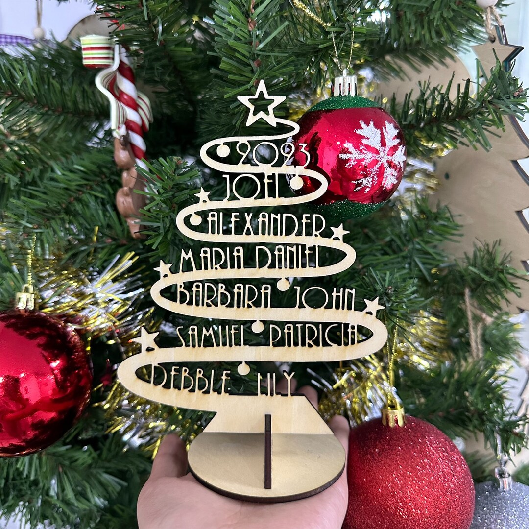 Christmas Name Ornament Tree Shape SVG Laser Cut File, Glowforge SVG ...