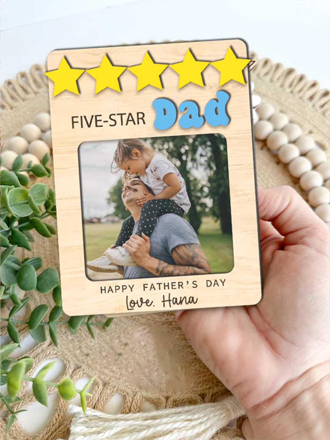 Five-star Dad Photo Frame SVG Cut File, Fathers Day Gift, Fathers Day ...