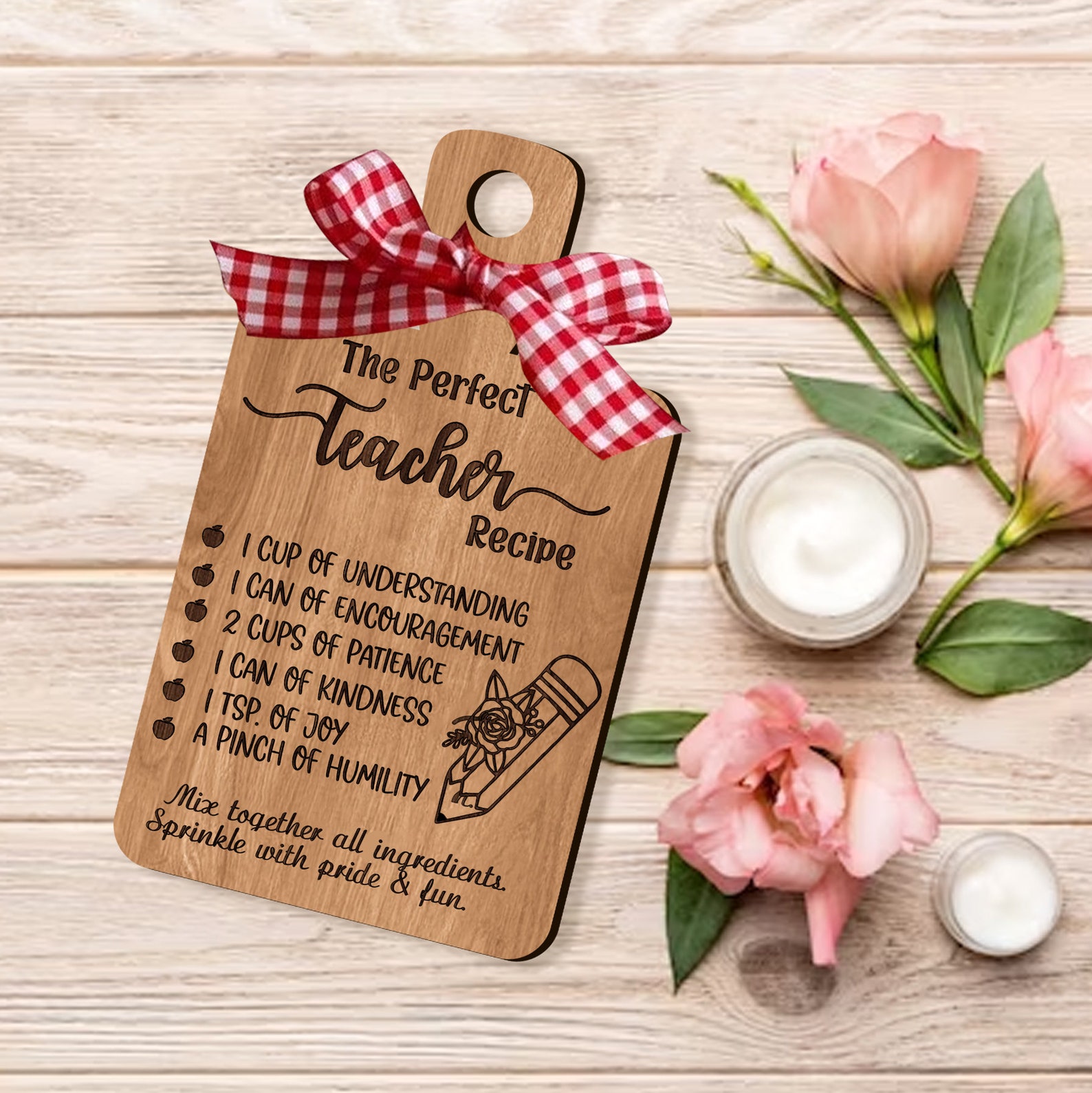 The Perfect Teacher Recipe Svg Laser Cut, Cutting Board Svg, Glowforge ...