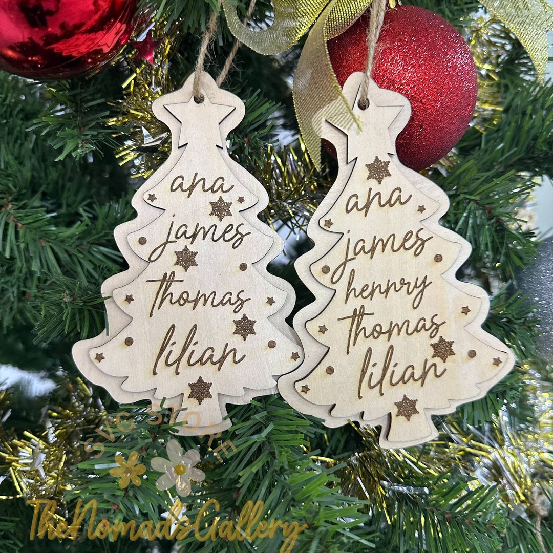 Christmas Name Ornament Tree Shape SVG Laser Cut File, Glowforge SVG ...