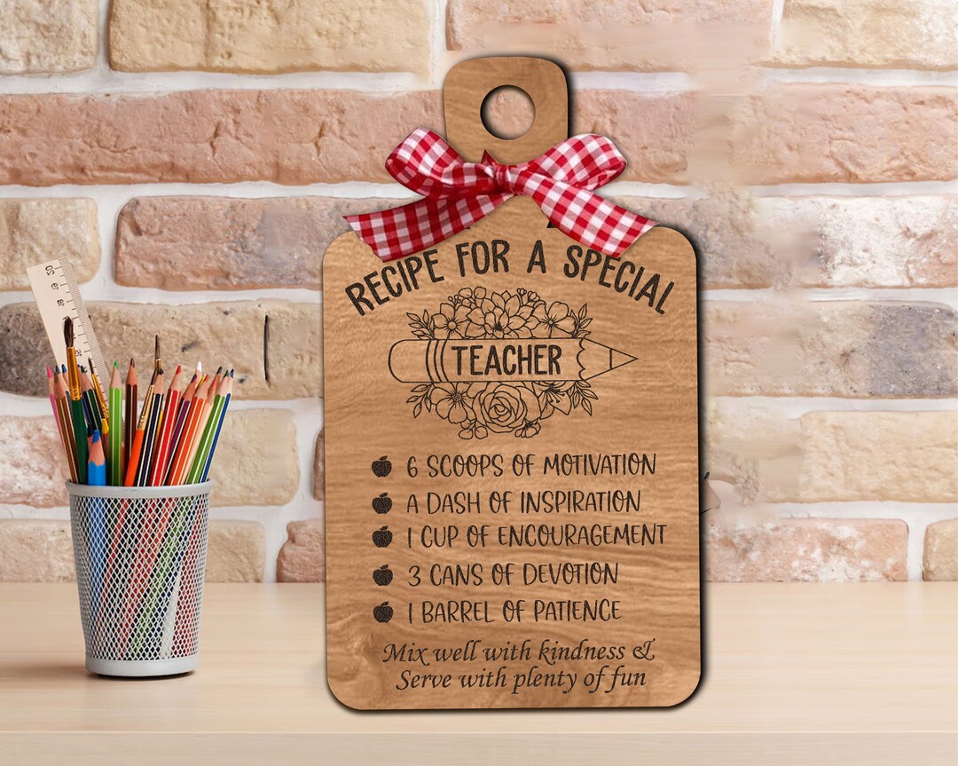 The Perfect Teacher Recipe Svg Laser Cut, Cutting Board Svg, Glowforge ...