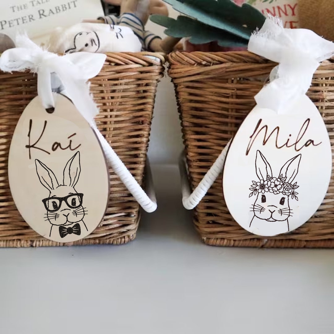 Easter Basket Tag Svg, Easter Basket Name Tag SVG, Egg Tag SVG, Kids ...