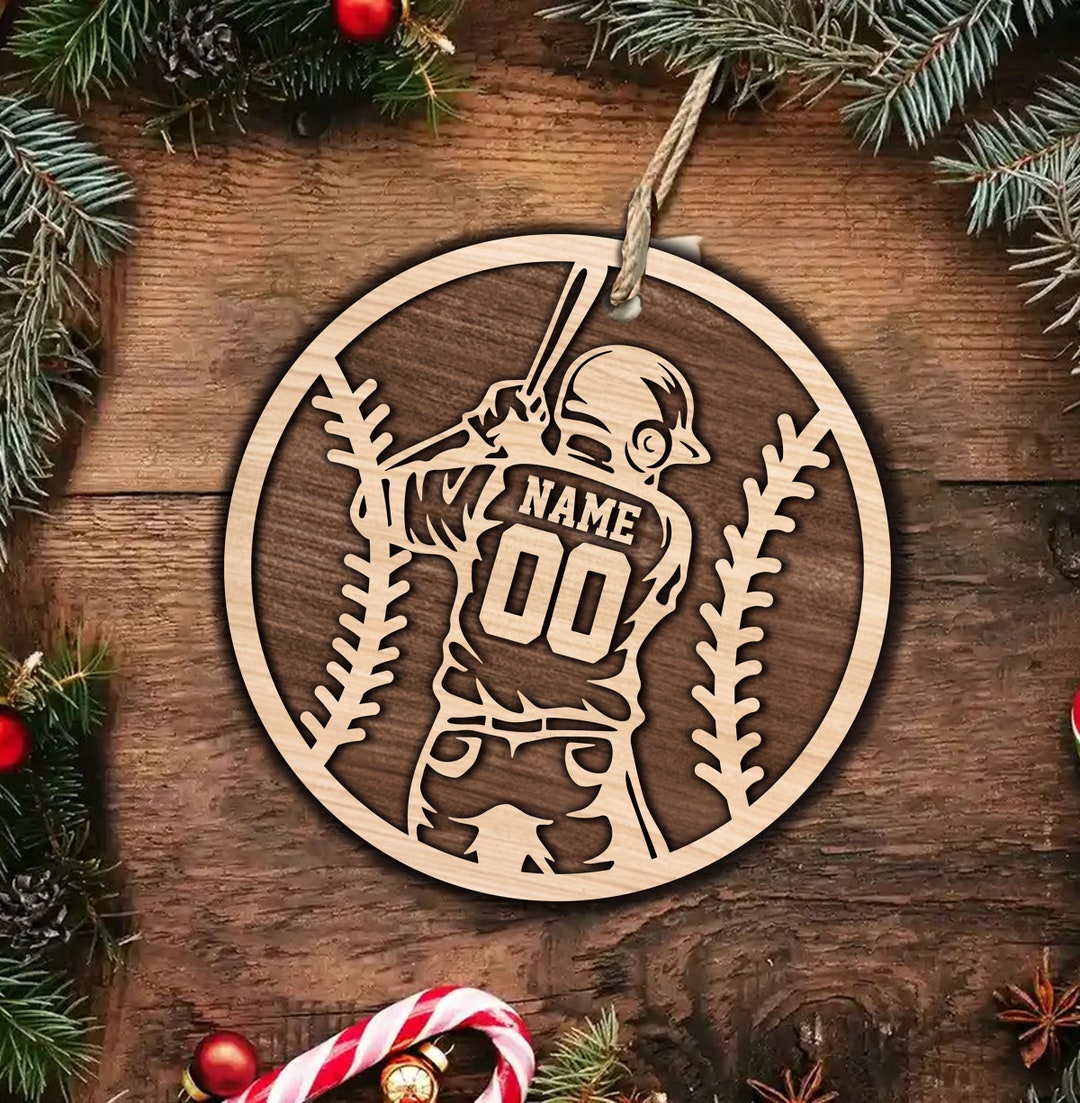 Personalized Baseball Wood Christmas Ornament Svg Laser Cut, Custom ...