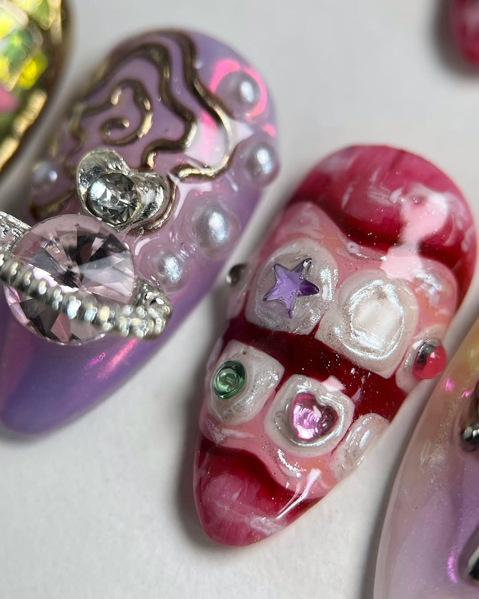 Colorful 3D Starry Press-on Nails, Handcrafted Galaxy-inspired Press-on ...