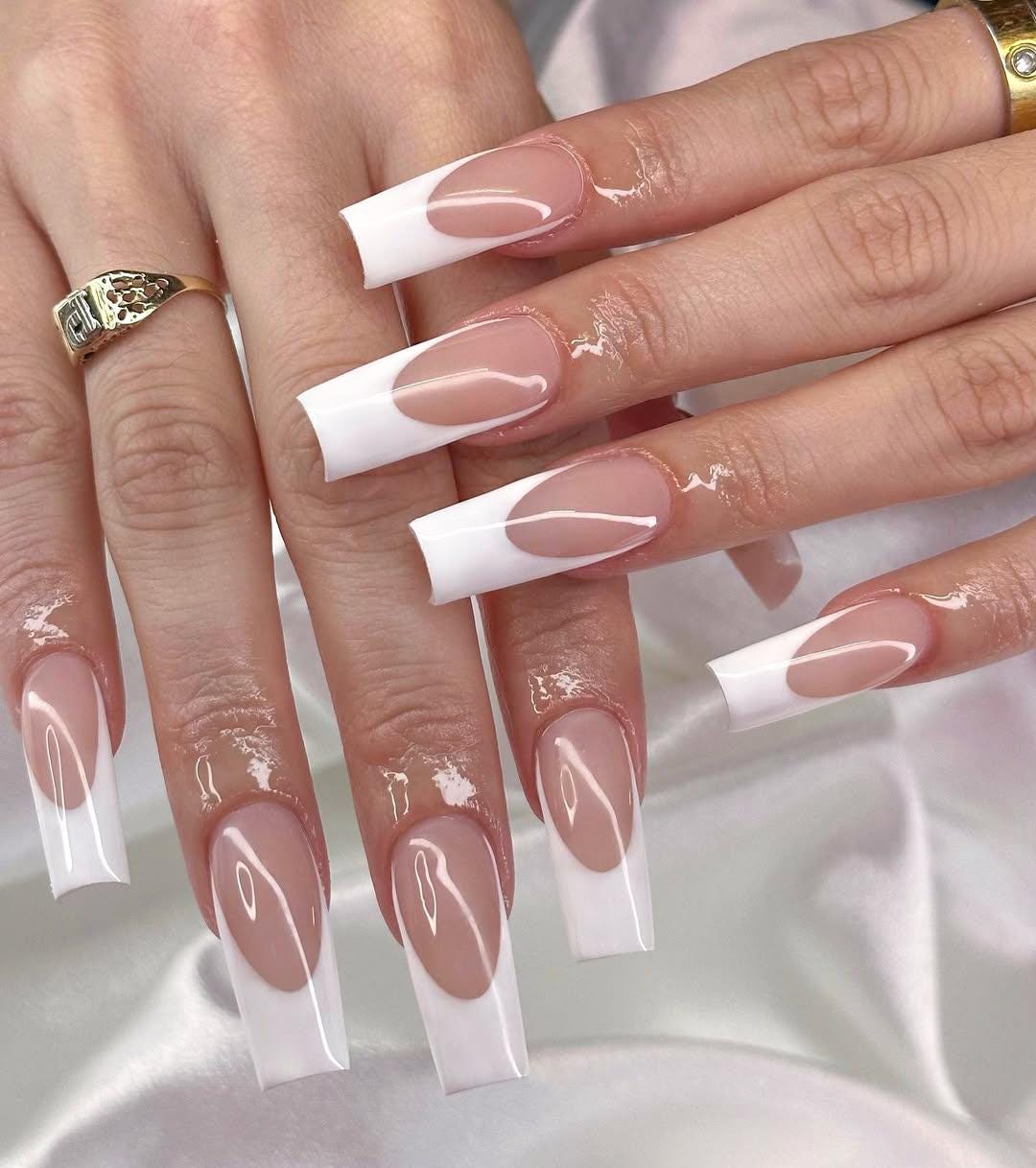 Classic French Tip Press on Nails, Reusable Press on Nails With ...