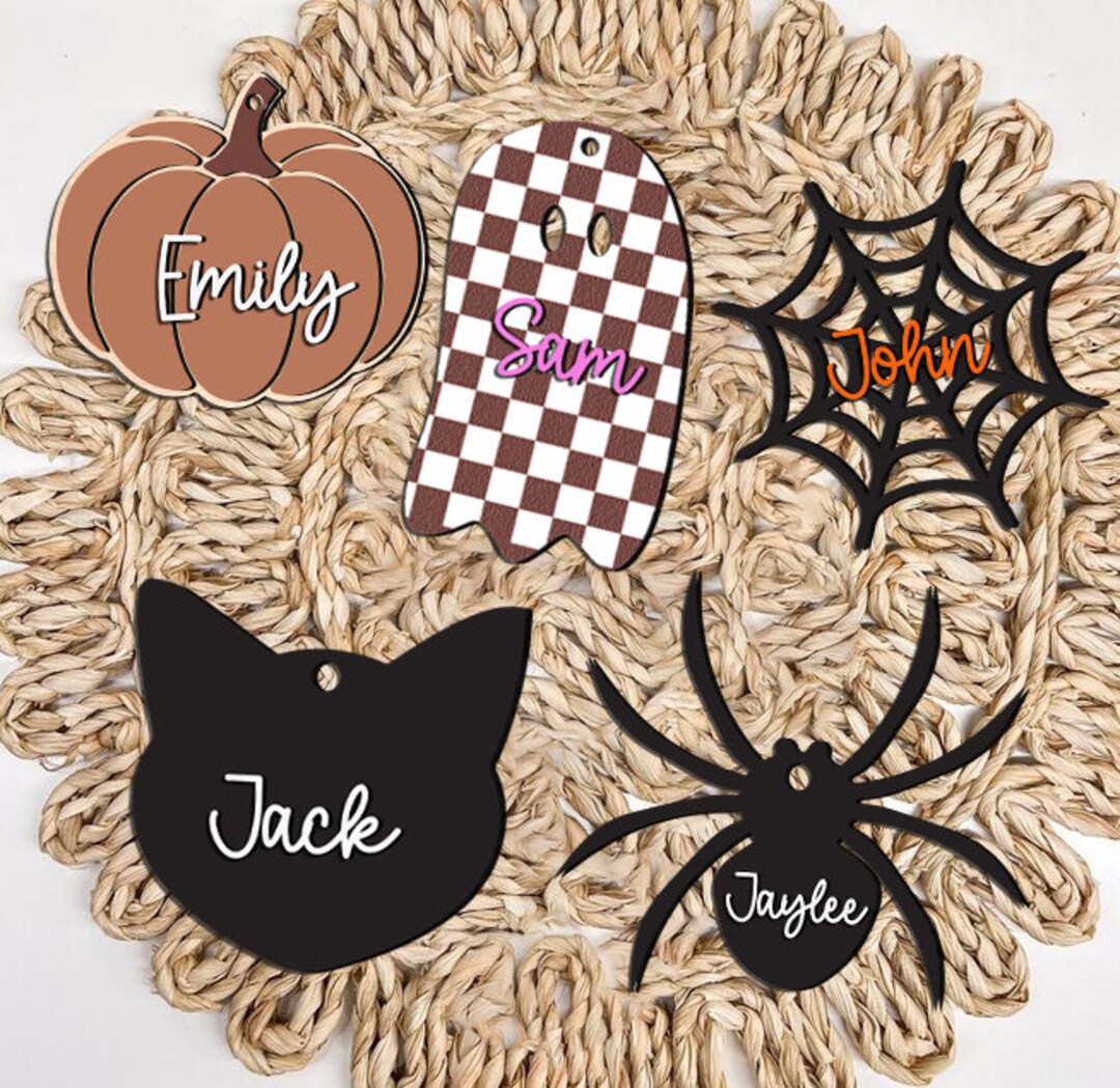 Custom Halloween Name Tag SVG Laser File, Basket Tag Svg, Halloween ...