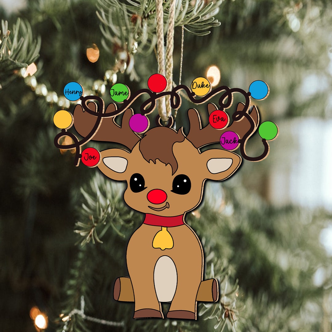 Personalized Reindeer Ornament SVG, Tangled Reindeer Ornament SVG ...