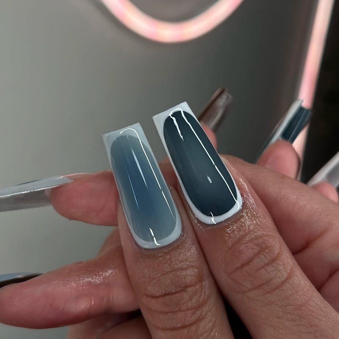 Classic French Tip Press on Nails, Sophisticated Square French Nail Art ...
