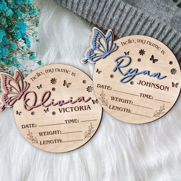 Baby Announcement Sign SVG - Baby Hello World Sign SVG - Baby Name Sign ...