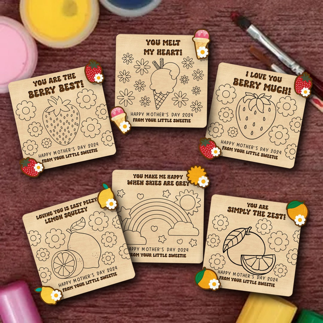 Mother's Day DIY Coloring Cards SVG Bundle, Mother's Day Svg Laser Cut ...