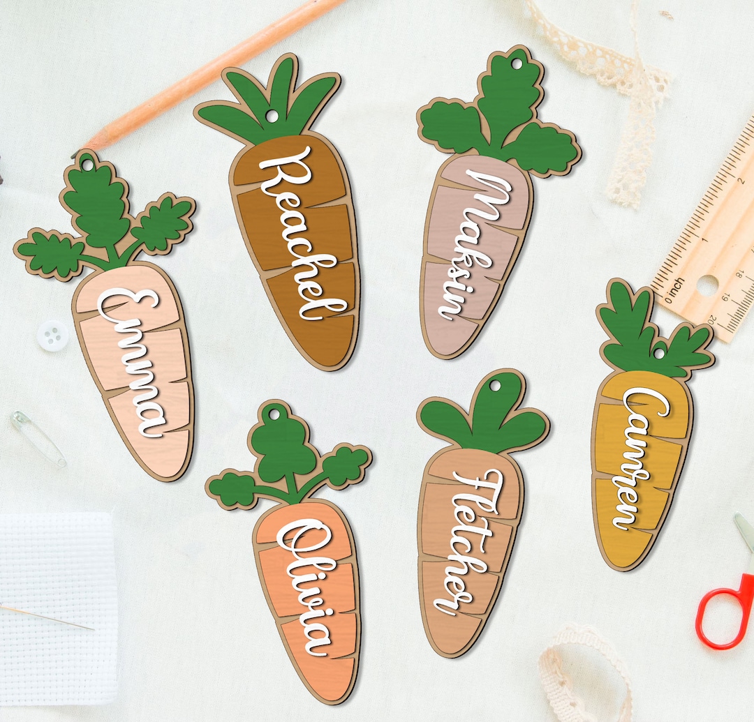 Carrot Easter Basket Tags SVG, Personalized Carrot Easter Tags, Custom ...