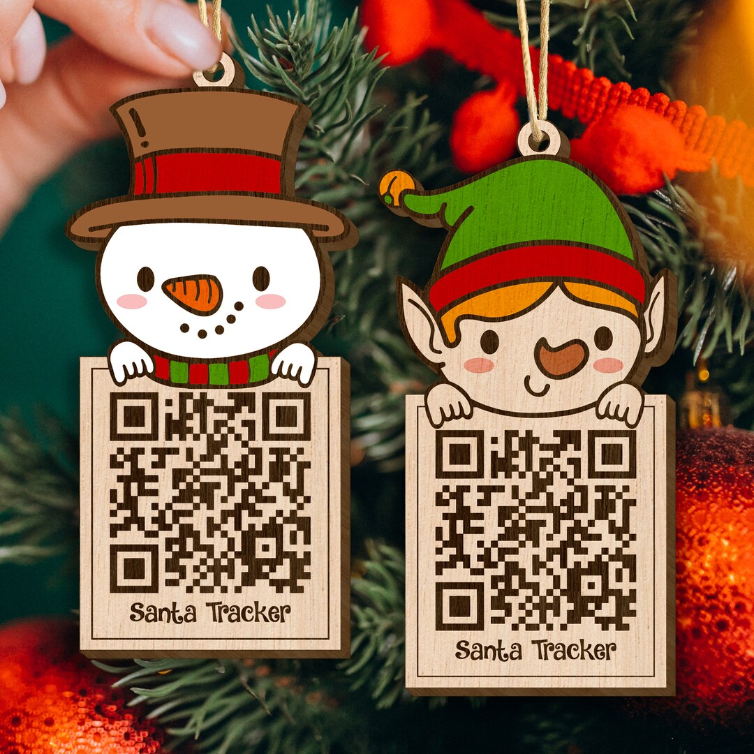 Christmas Santa Tracker QR Code Ornament Svg Laser Cut File, Glowforge ... Christmas Santa Tracker QR Code Ornament Svg Laser Cut File, Glowforge ...